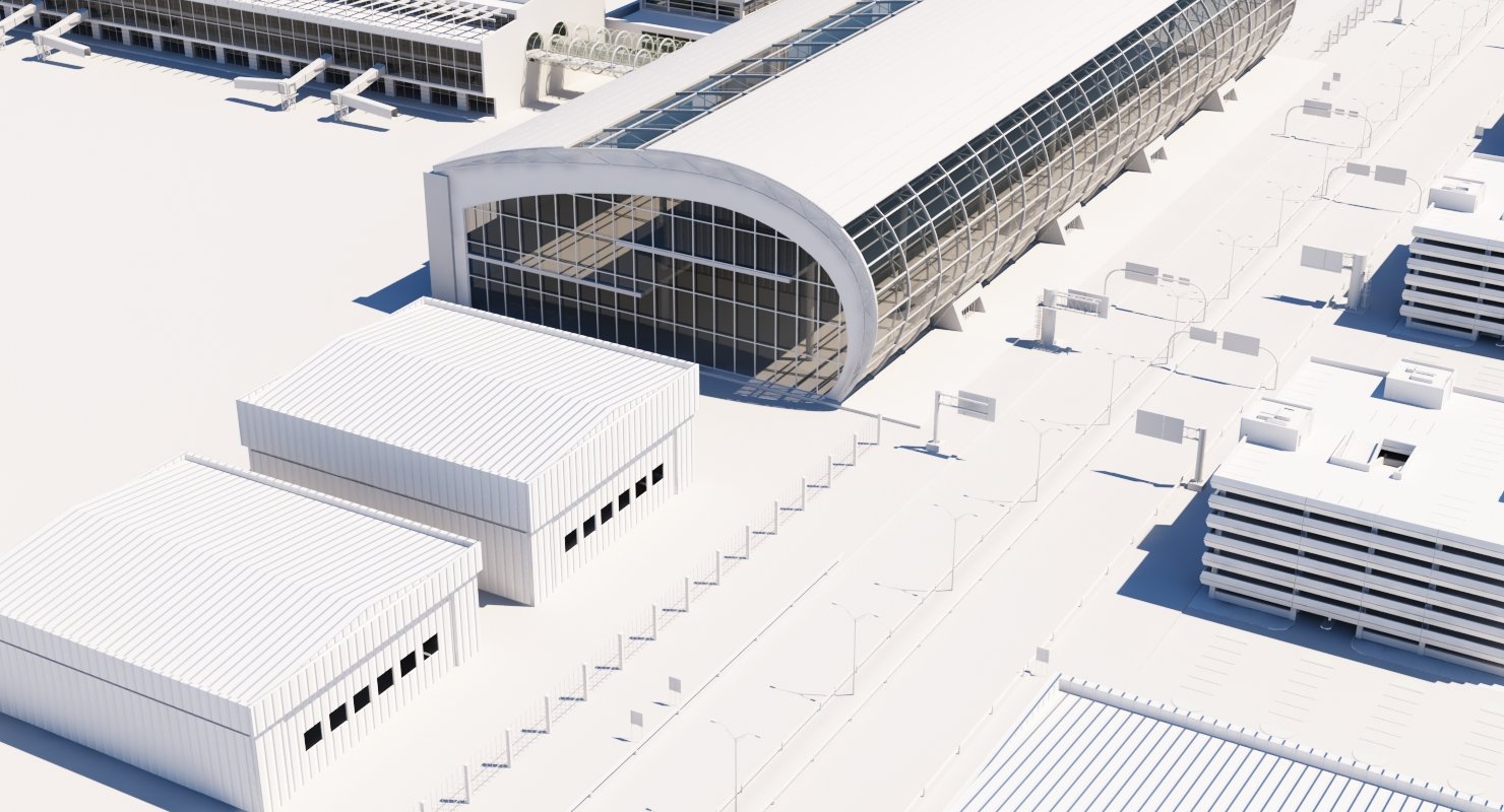Airport Buildings Layout 3D Model in Cityscapes 3DExport