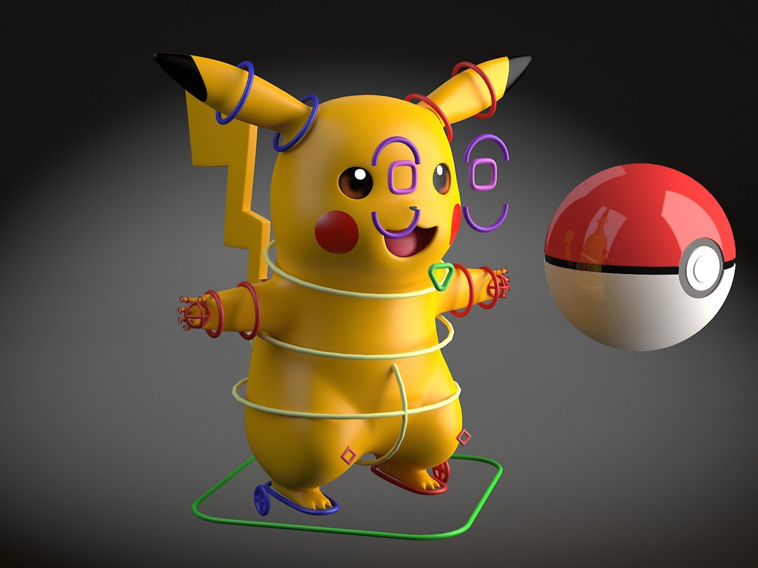 Pikachu Pokemon rigged 3D Model in Cartoon 3DExport