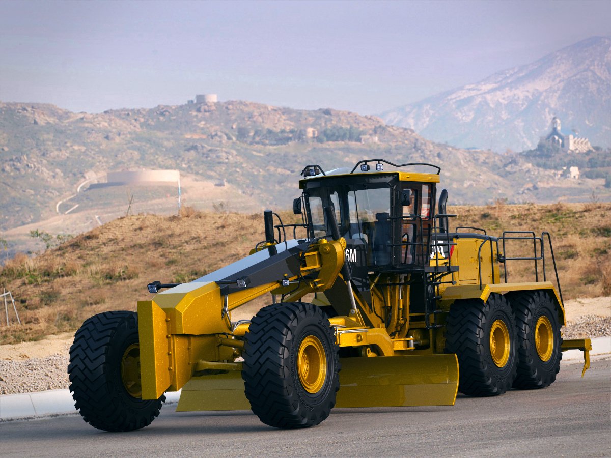 Caterpillar 16M Motor Mining Grader 3D Model in Machines 3DExport