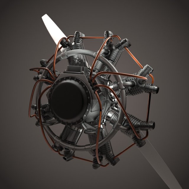 animated radial engine 3D Model in Parts 3DExport