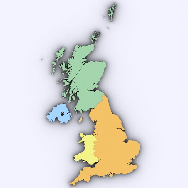 Map of the united kingdom 3D Model in Terrain 3DExport