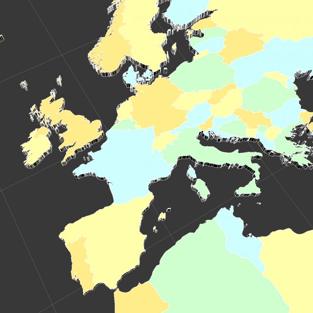 Political world map 3D Model in Terrain 3DExport