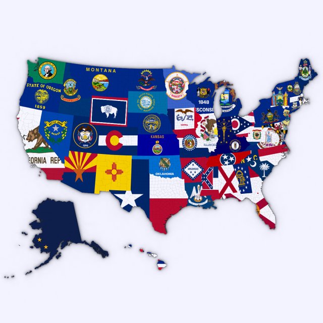 Us political map with counties Model 3D in Medan 3DExport