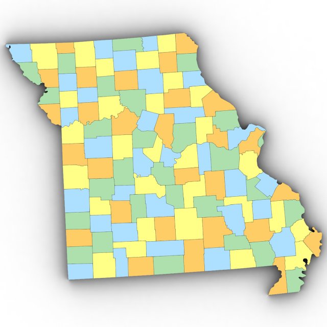 Missouri political map 3D Model in Terrain 3DExport
