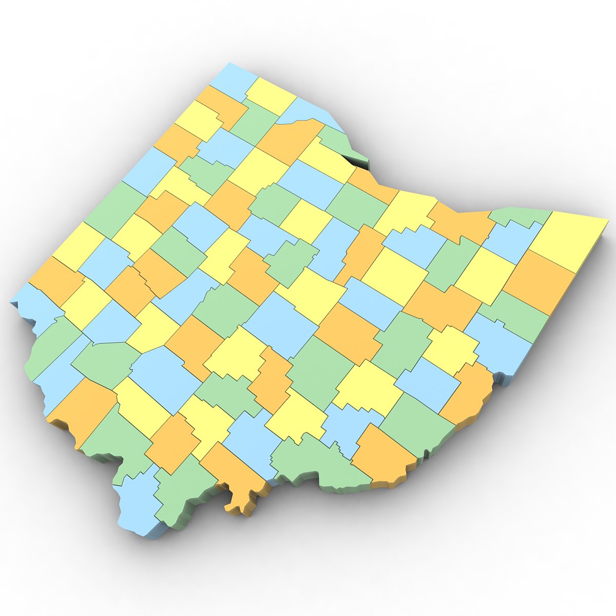 Ohio political map 3D Models in Terrain 3DExport