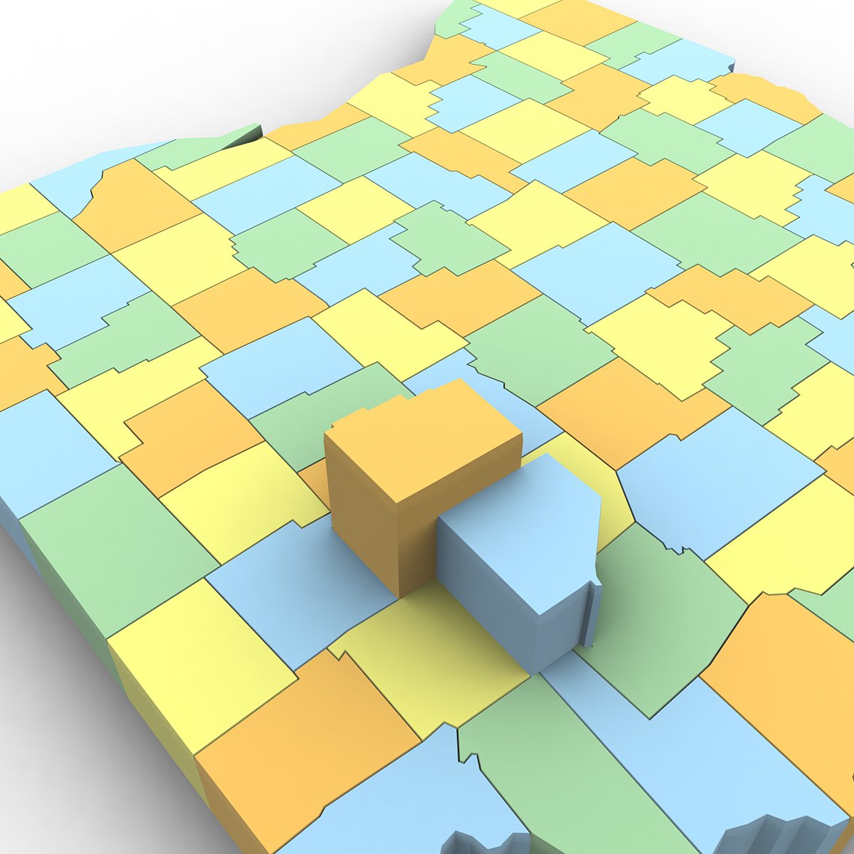 Ohio political map 3D Models in Terrain 3DExport