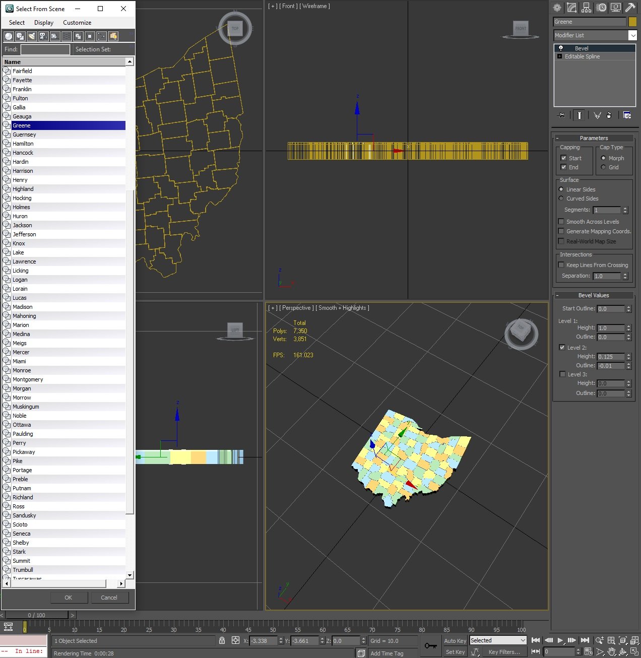 Ohio political map 3D Models in Terrain 3DExport