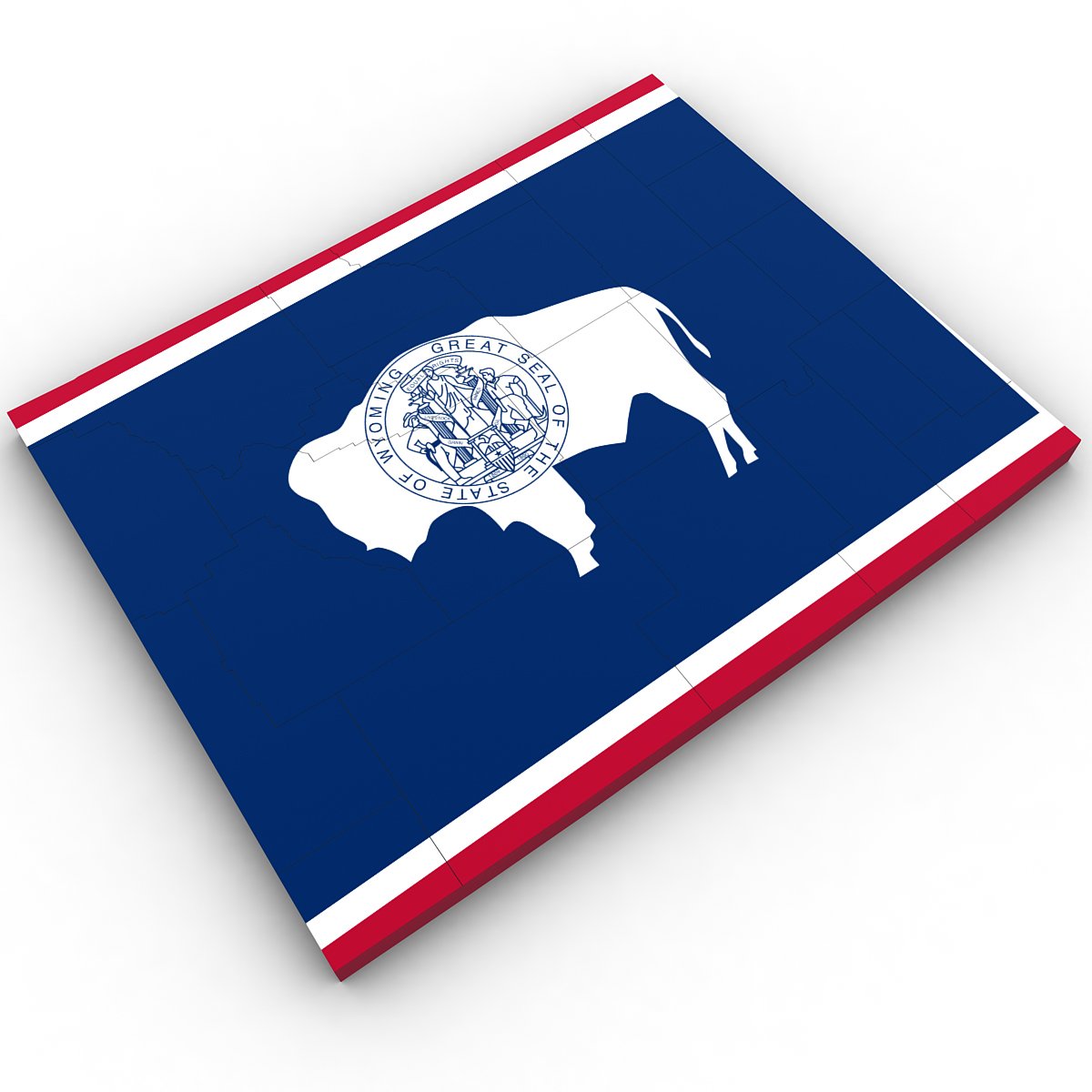 Wyoming Political Map 3D Model in Environment 3DExport