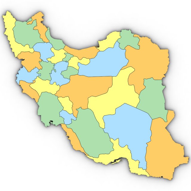 3d political map of iran 3D Model in Terrain 3DExport