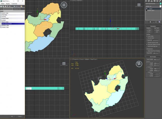 3d political map of south africa 3D Model in Terrain 3DExport