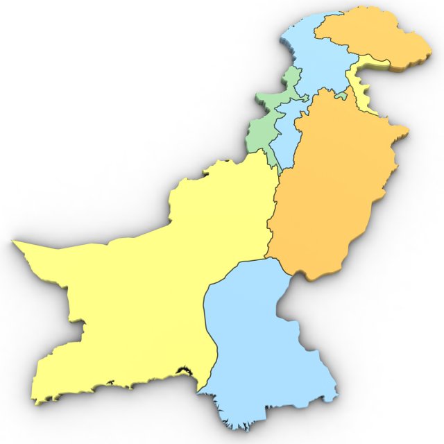 3d political map of pakistan 3D Model in Terrain 3DExport