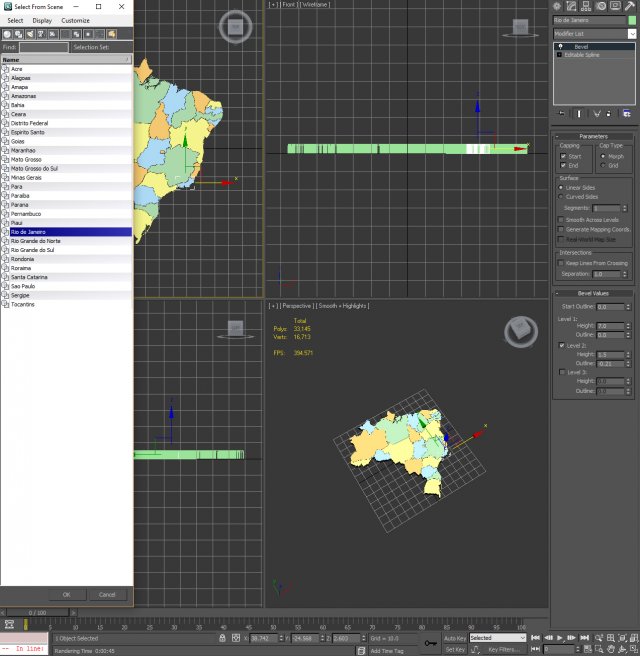 3d political map of brazil 3D Model in Terrain 3DExport