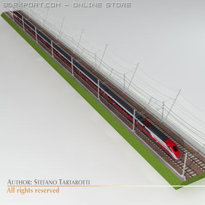 high speed train etr500 frecciarossa and main line 3D Model in Train 3DExport