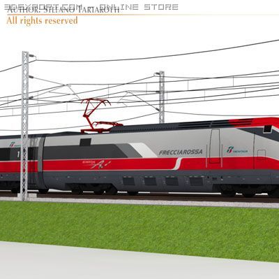 high speed train etr500 frecciarossa and main line 3D Model in Train 3DExport