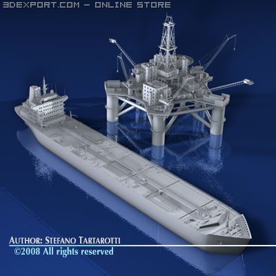 Oil platform with tankership 3D Model in Transport 3DExport