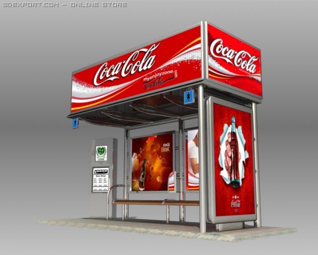 bus stop shelter coke brand 3D Model in Miscellaneous 3DExport