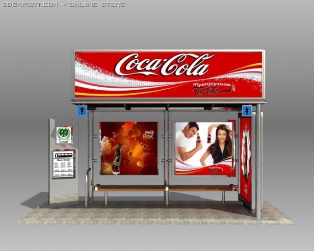 bus stop shelter coke brand 3D Model in Miscellaneous 3DExport