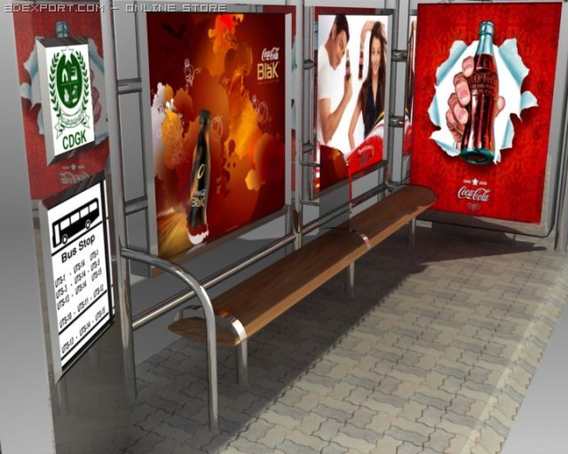 bus stop shelter coke brand 3D Model in Miscellaneous 3DExport