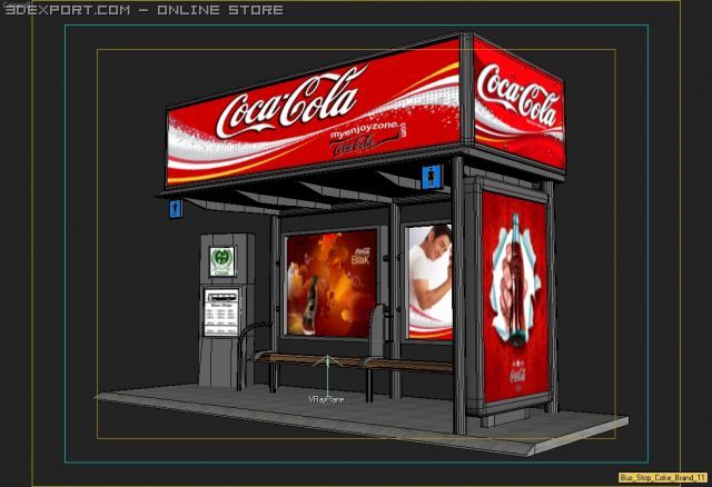 bus stop shelter coke brand 3D Model in Miscellaneous 3DExport