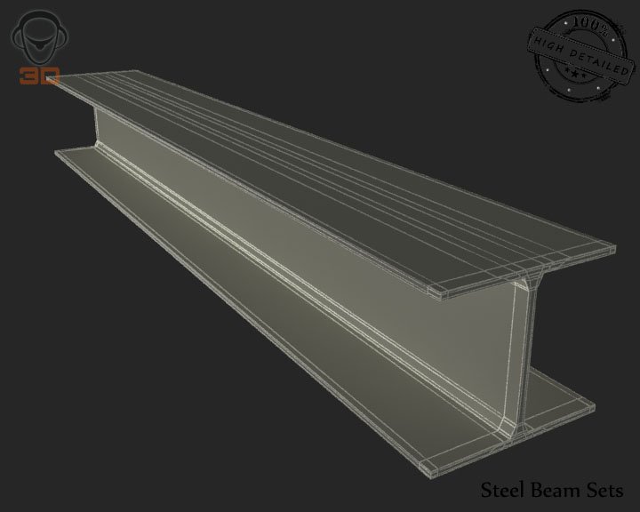 Steel Beam Sets 3D Model in Parts 3DExport