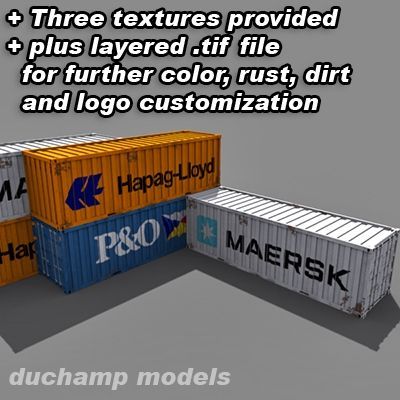 iso container 2 3D Model in Parts 3DExport