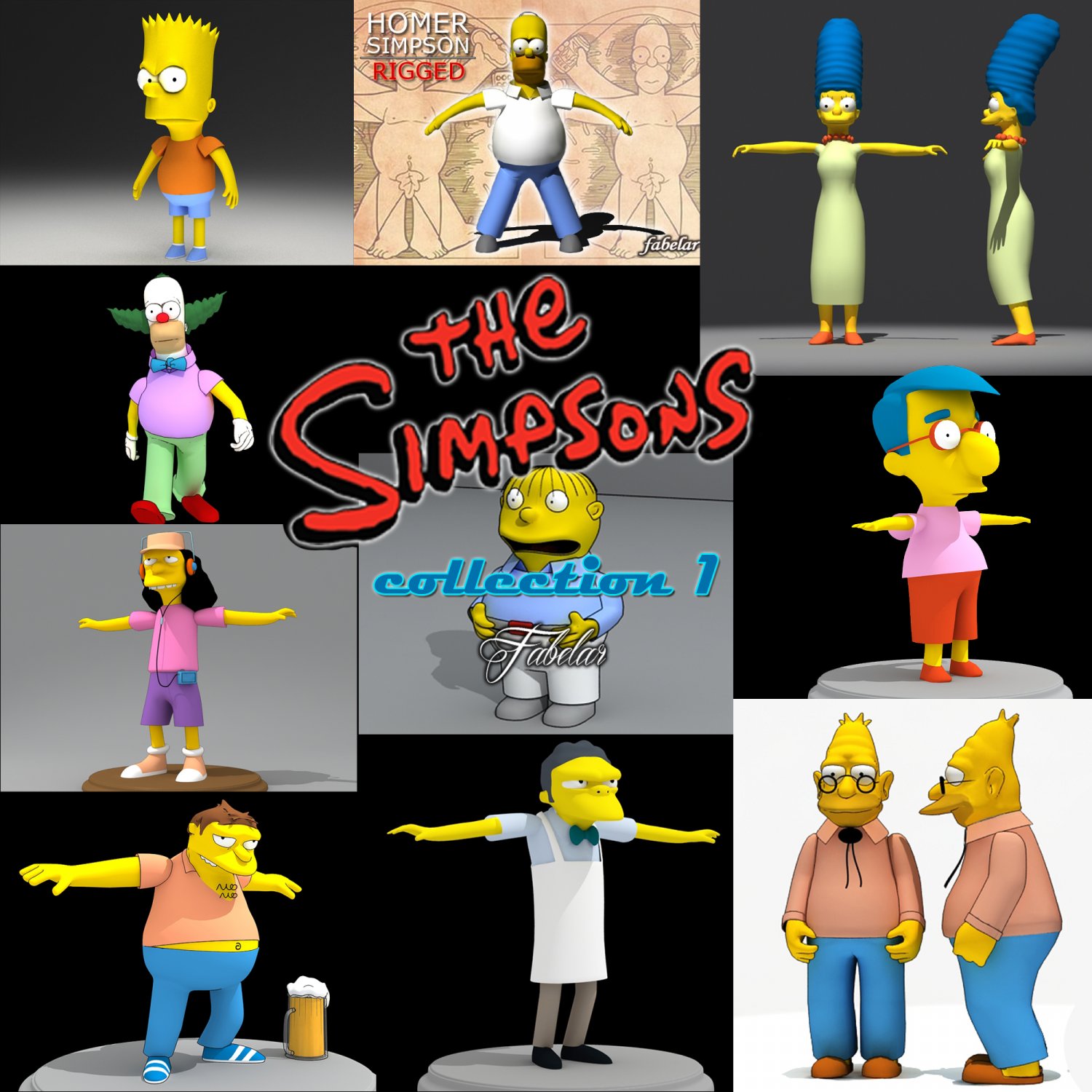 Simpsons collection 1 3D Model in Cartoon 3DExport