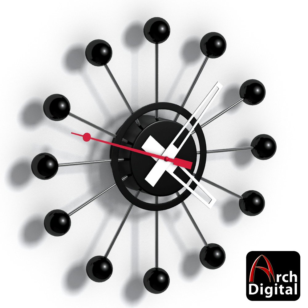 Ball Clock 3D Model in Architectural Interiors 3DExport
