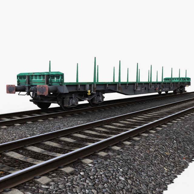 flat wagon 3D Model in Train 3DExport