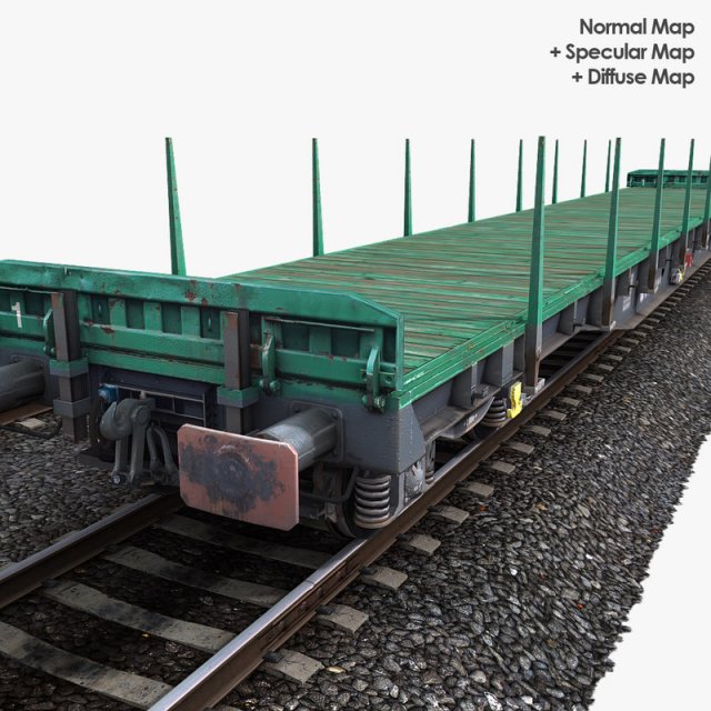 flat wagon 3D Model in Train 3DExport
