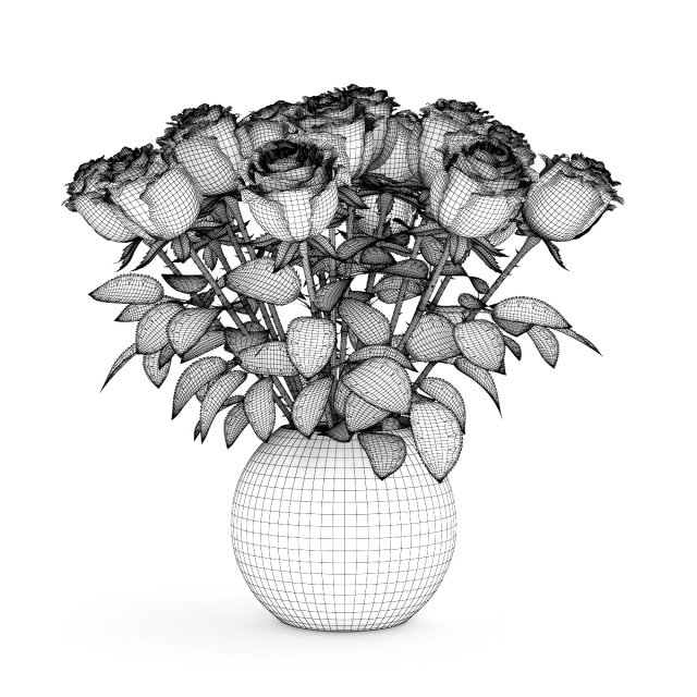 red roses 3D Model in Flowers 3DExport