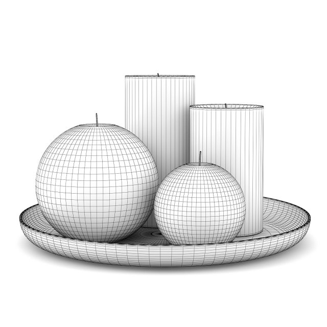 orange candles set 3D Model in Household Items 3DExport