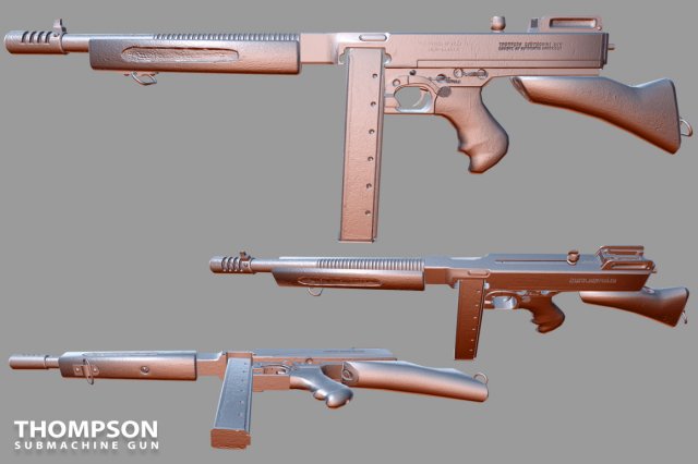 thompson 3D Model in Submachine Guns 3DExport