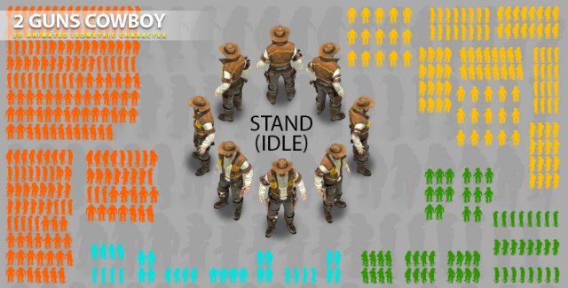 cowboy with 2 3D Model in Game Assets 3DExport