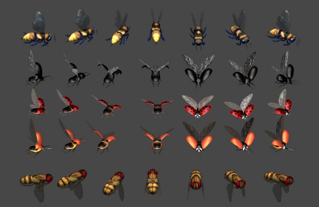 2d animated insects 3D Model in Game Assets 3DExport