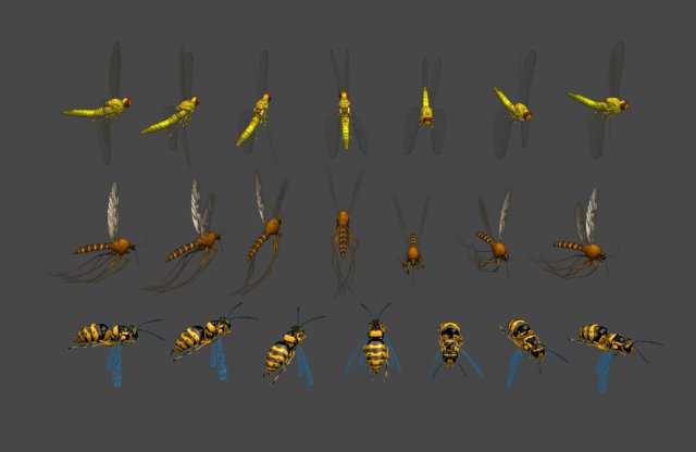 2d animated insects 3D Model in Game Assets 3DExport
