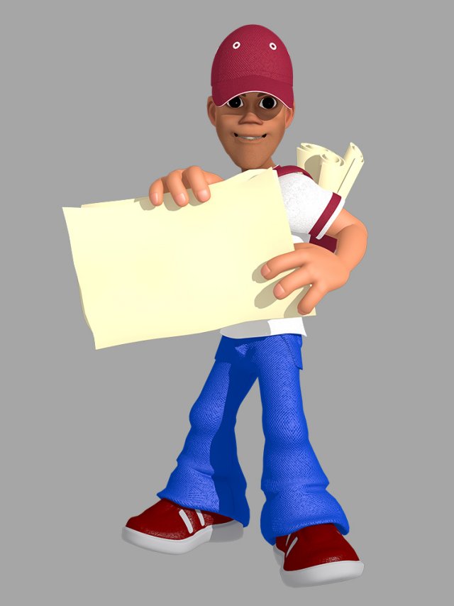 paperboy 3D Model in Cartoon 3DExport