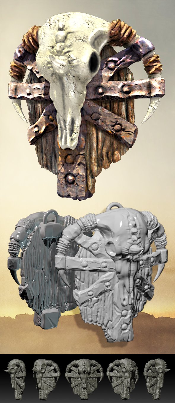 fantasy orcish shield 3D Models in Shield 3DExport