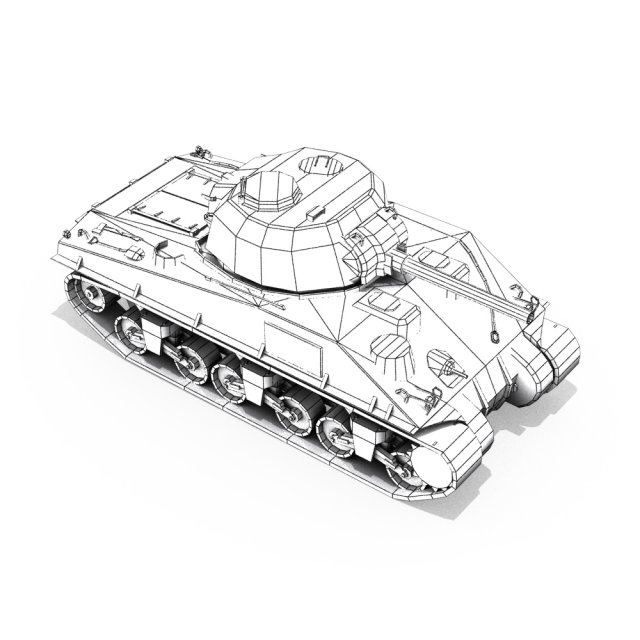 m4 sherman tank 3D Model in Tank 3DExport