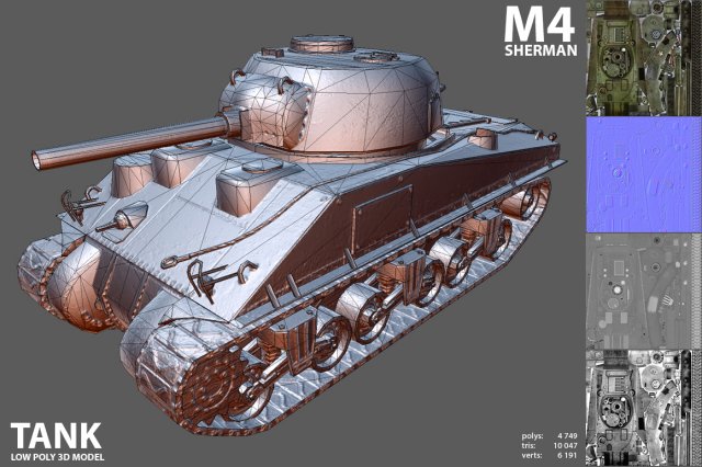 m4 sherman tank 3D Model in Tank 3DExport