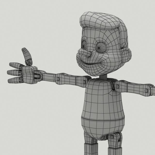 wooden puppet 3D Model in Cartoon 3DExport
