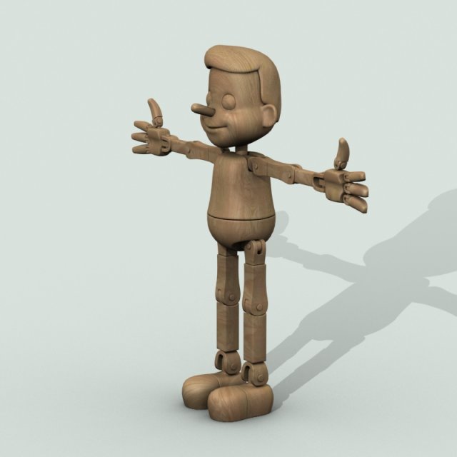 wooden puppet 3D Model in Cartoon 3DExport