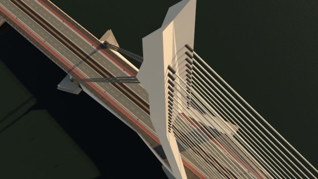 Cable-stayed bridge 3D Model in Bridge 3DExport