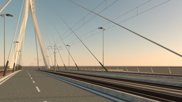Cable-stayed bridge 3D Model in Bridge 3DExport