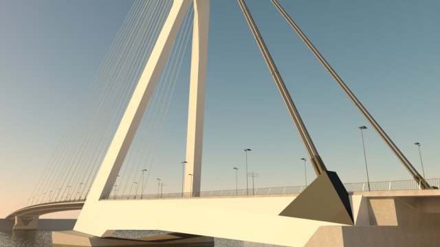 Cable-stayed bridge 3D Model in Bridge 3DExport