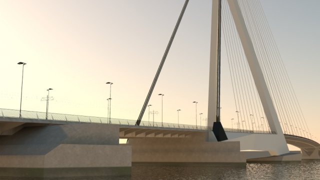 Cable-stayed bridge 3D Model in Bridge 3DExport