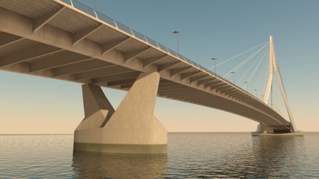 Cable-stayed bridge 3D Model in Bridge 3DExport