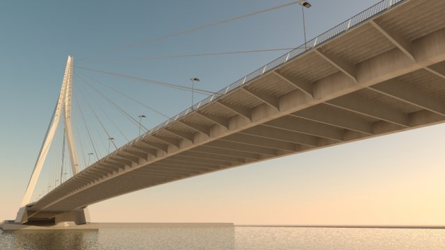 Cable-stayed bridge 3D Model in Bridge 3DExport