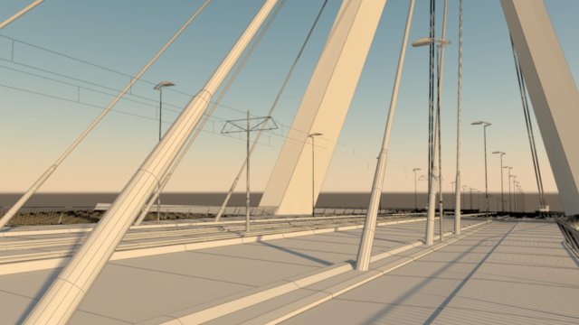 Cable-stayed bridge 3D Model in Bridge 3DExport
