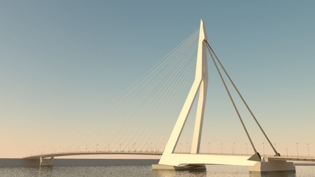 Cable-stayed bridge 3D Model in Bridge 3DExport