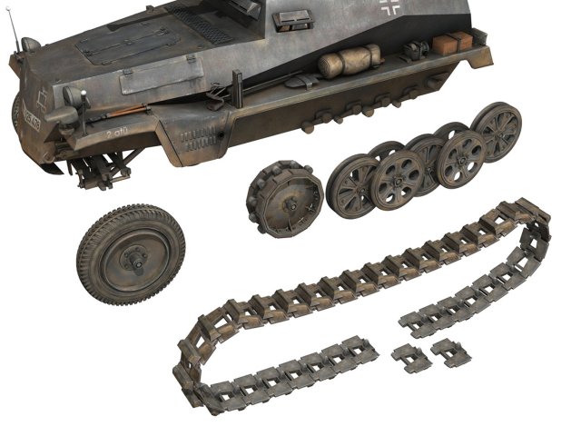sdkfz 250-11 - halftruck with spzb 41 - 2 ss-pzdi 3D Model in Tank 3DExport